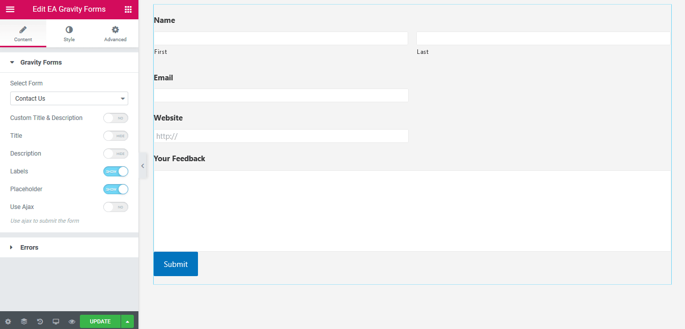 EA Gravity Forms | Essential Addons for Elementor