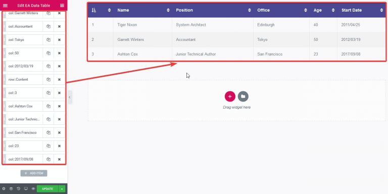 Data Table | Essential Addons for Elementor