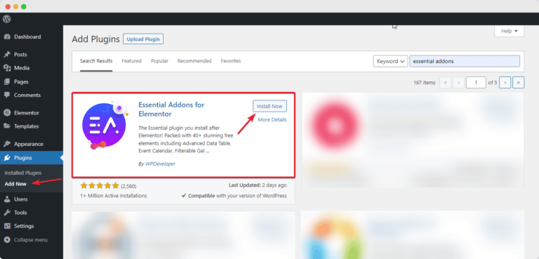 Installing Plugin | Essential Addons for Elementor