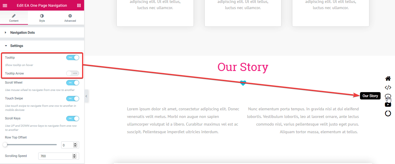 One Page Navigation | Essential Addons for Elementor
