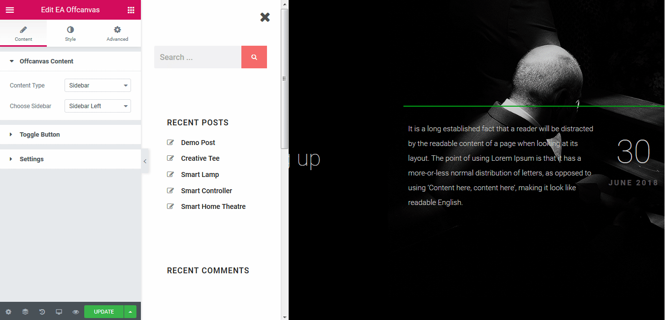 Essential Addons For Elementor | Offcanvas Content Elements