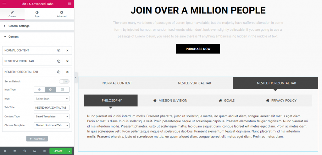 Nested Advanced Tabs | Essential Addons for Elementor