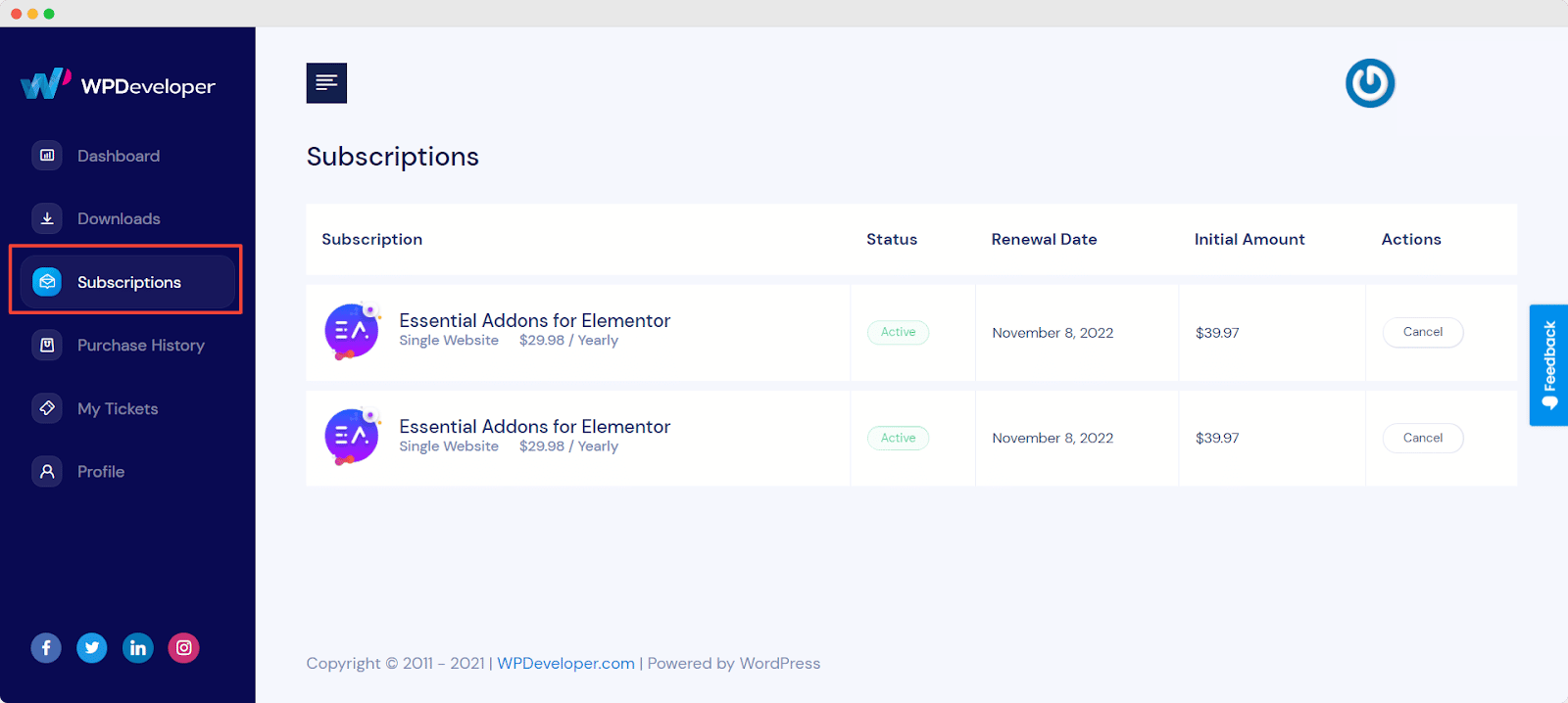 Subscriptions | Essential Addons for Elementor