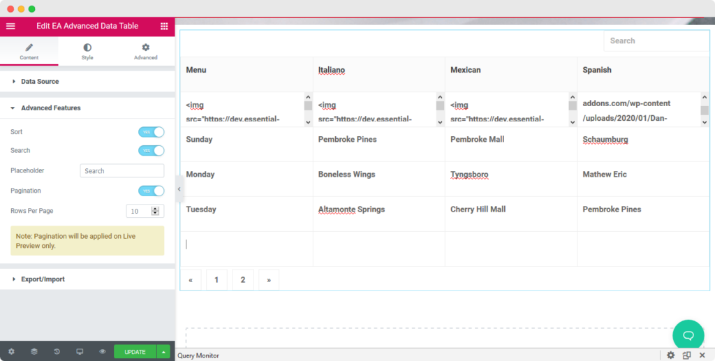 EA Advanced Data Table | Essential Addons for Elementor