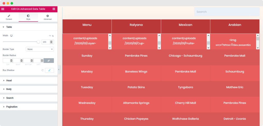 EA Advanced Data Table | Essential Addons for Elementor