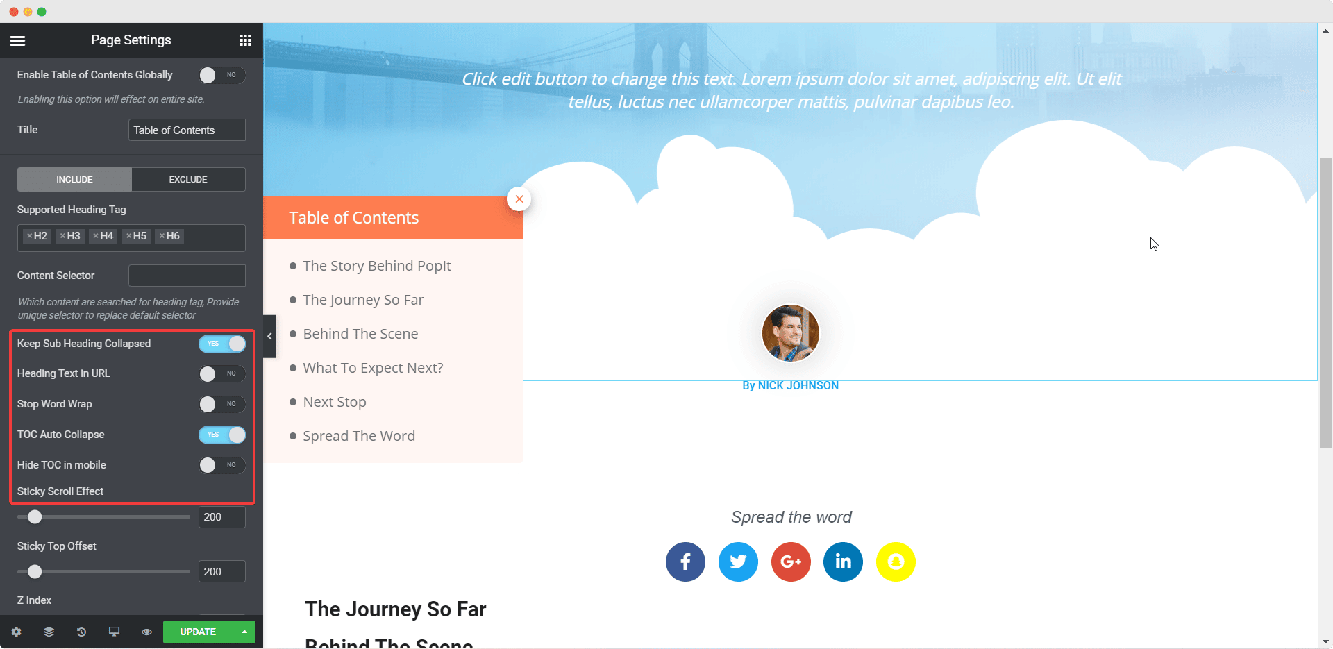 EA Table of Contents | Essential Addons for Elementor