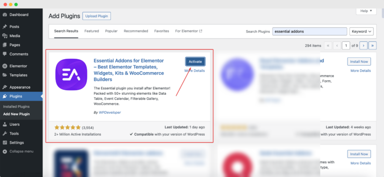 Installing Plugin | Essential Addons for Elementor