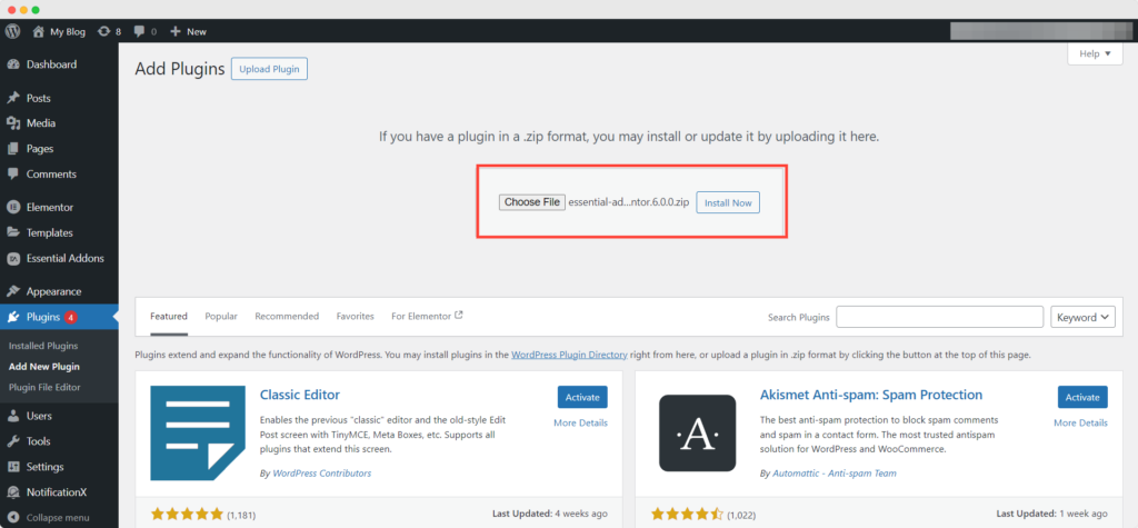 Installing PRO version | Essential Addons for Elementor